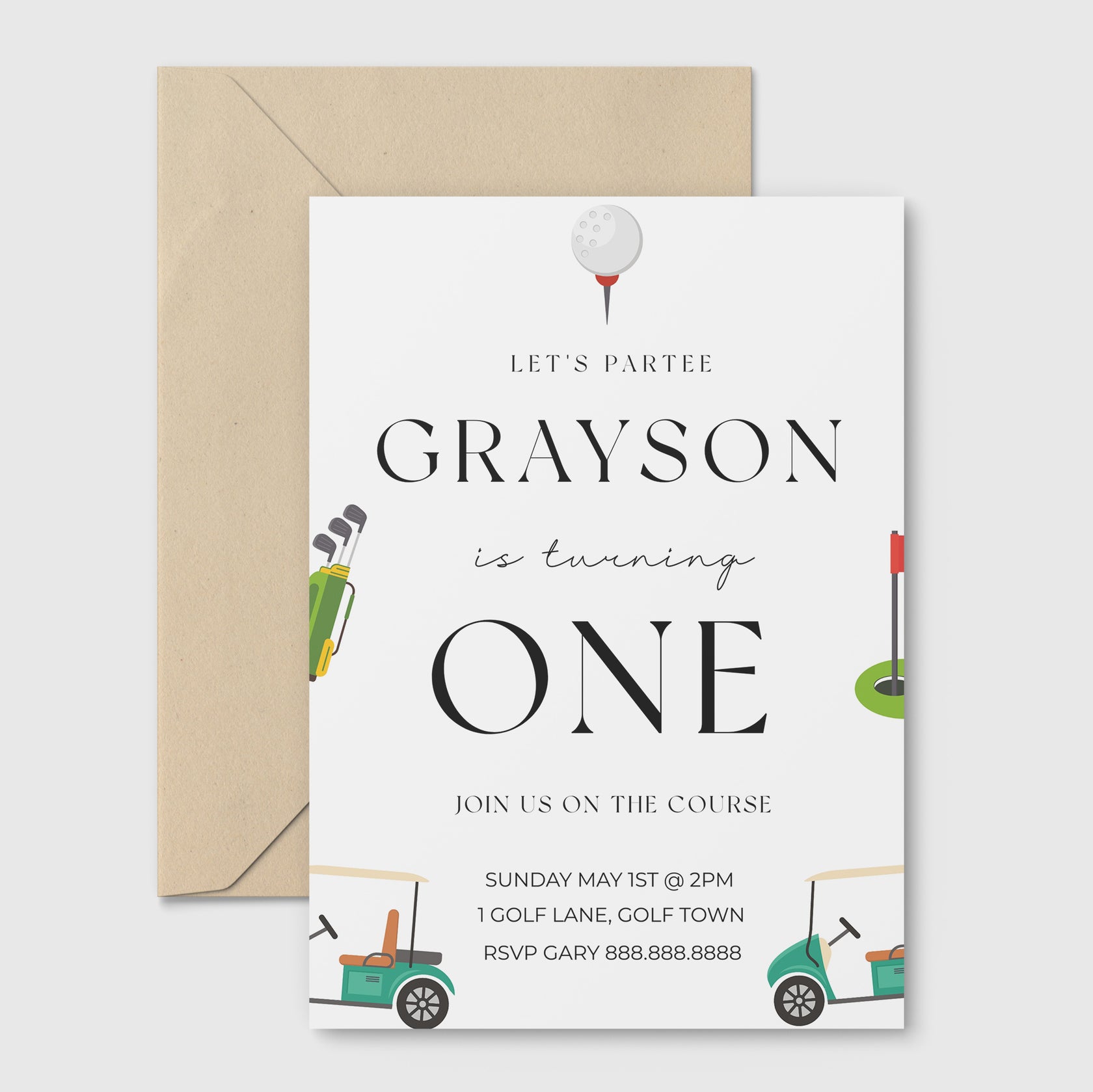 Editable Golf Birthday Invitation – Stag & Peach Co